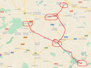 Mapa de la ruta del Quijote marcado por los protagonistas el mismo dio ...